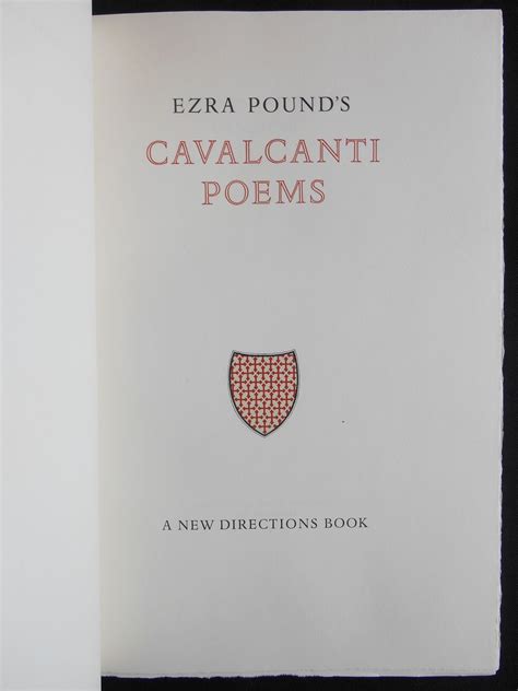 Ezra Pounds Cavalcanti Poems De Cavalcanti Guido Pound Ezra