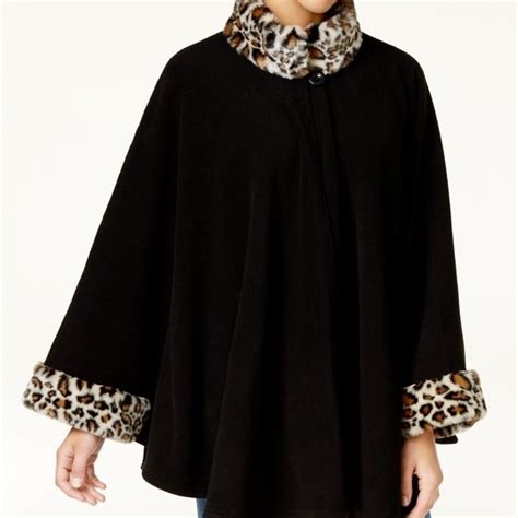 Cejon Jackets And Coats Cejon Fleece Cape Poncho With Faux Fur Trim Poshmark