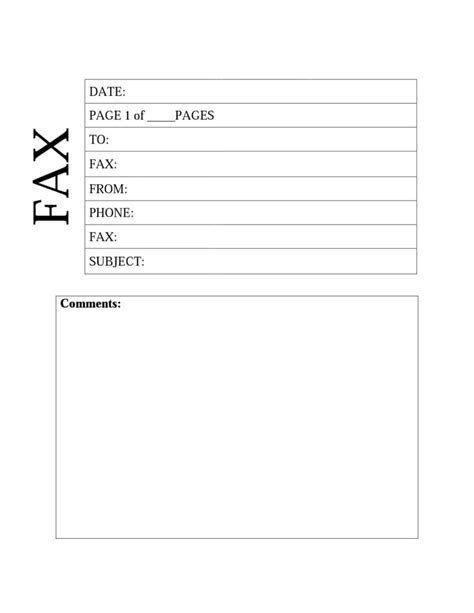 Blank Fax Form Template Printable Free Pdf