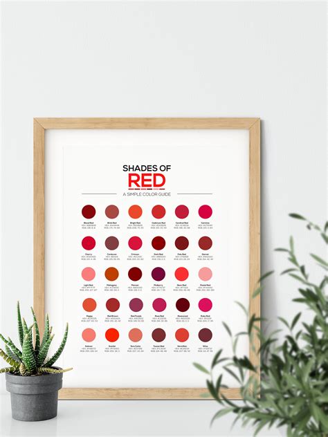 Different Shades Of Red Color Chart With 30 Different Hex Color Codes