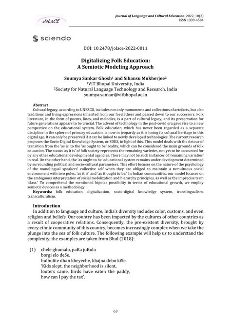 Pdf Digitalizing Folk Education A Semiotic Modeling Approach
