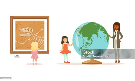 역사 박물관 만화 벡터 일러스트레이션에서 전시회 관람 고대의에 대한 스톡 벡터 아트 및 기타 이미지 고대의 공룡 과학 Istock