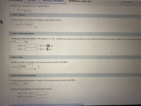 Solved Part 4 ﻿with The End Behaviorconsider The Rational