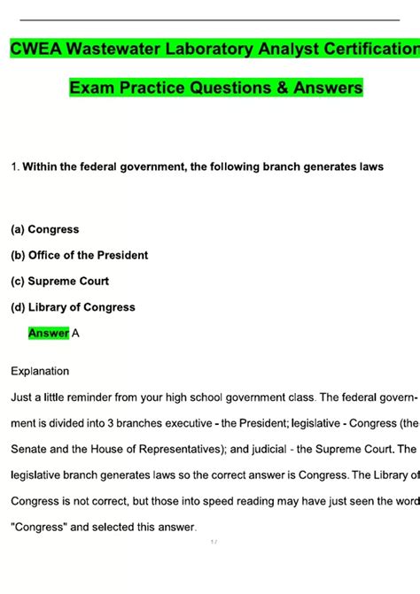 CWEA Wastewater Laboratory Analyst Certification Exam Practice Questions Latest