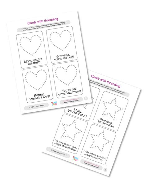 Cards With Threading Printable 7 Days Of Play