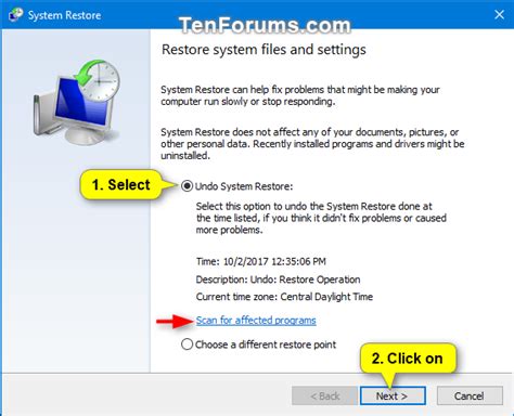 Undo A System Restore In Windows 10 Tutorials