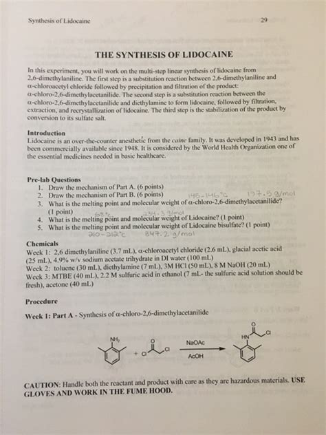 Solved Synthesis Of Lidocaine 29 The Synthesis Of Lidocaine