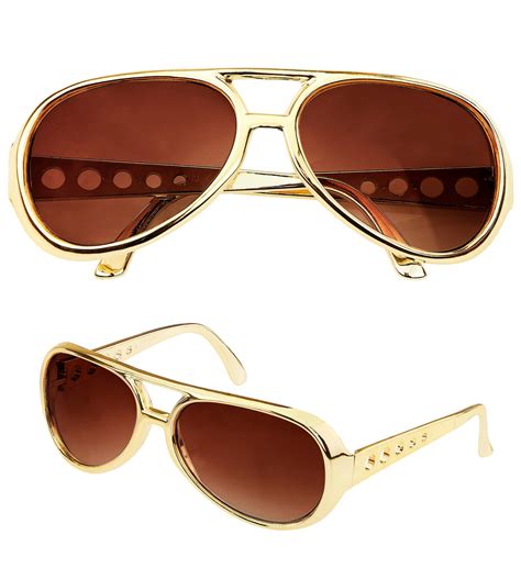 Rock And Roll Elvis Glasses Gold