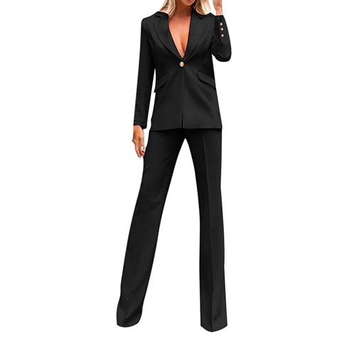 Pant Suits For Women Women 2 Piece Outfits Suits Set Long Sleeve Button