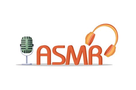 스플래시 화면용 Asmr 로고 자율 감각 자오선 응답 헤드폰 및 마이크 프리미엄 벡터
