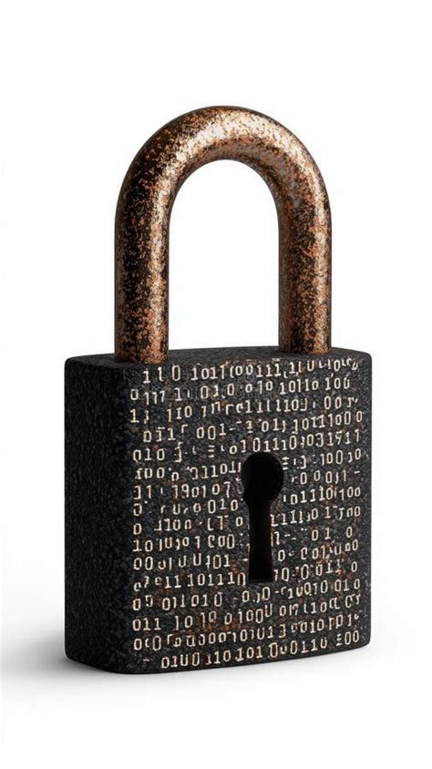 a digital padlock featuring binary code symbolizing cybersecurity and