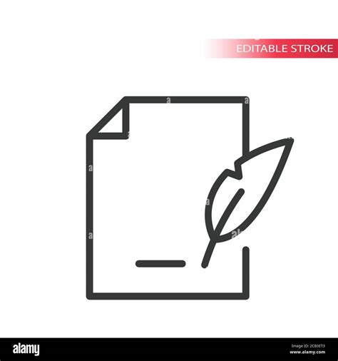 Signing Contract Or Document Line Vector Icon Sheet Of Paper