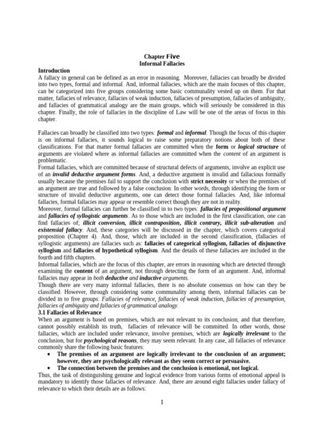 Chapter Five Informal Fallacies Pdf Fallacy Logic