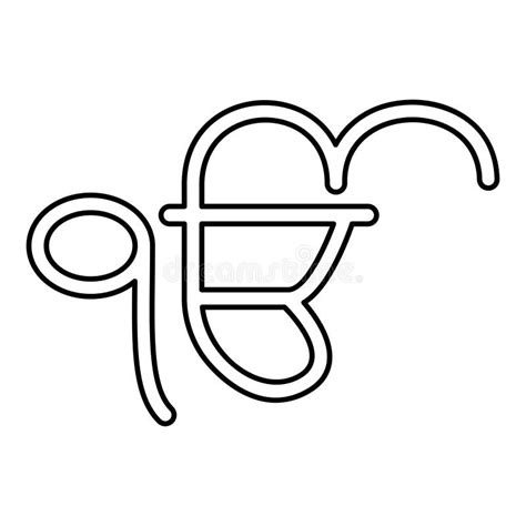 Ik Oankar Ek Onkar Symbol Of Sikh Religion Punjab Contour Outline Line Icon Black Color Vector