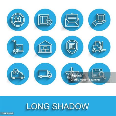 체크 마크 화물 차량 이 쪽 위로 라인 배달 트럭을 설정 쇼핑 바구니에 추가 검색 패키지 창고 지게차 및 보안 방패 아이콘 벡터 감시에 대한 스톡 벡터 아트 및 기타 이미지