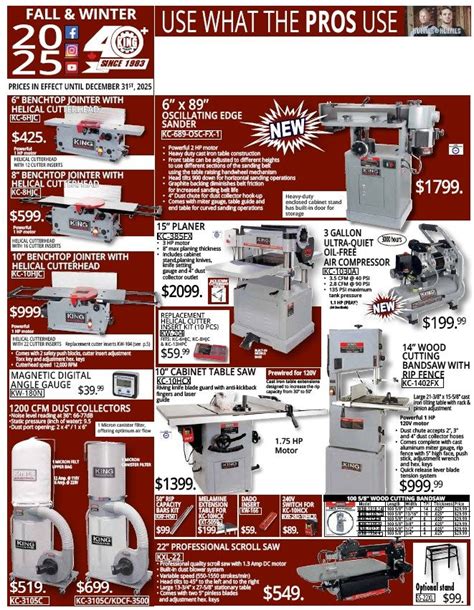 King Canada 2025 Fallwinter Catalogue Canadian Woodworking