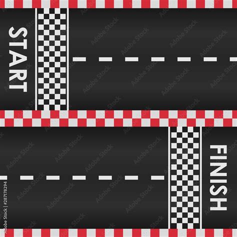 Racing Road Background With Red Checkered Borders Race Track With