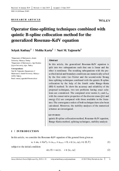 Pdf Operator Time‐splitting Techniques Combined With Quintic B‐spline