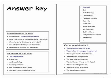 An Answer Sheet With The Words Answers And Examples