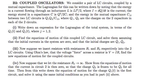 We Consider A Pair Of LC Circuits Coupled By A Chegg Com