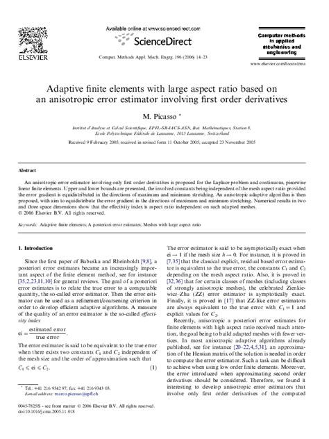pdf adaptive finite elements with large aspect ratio based on an anisotropic error estimator