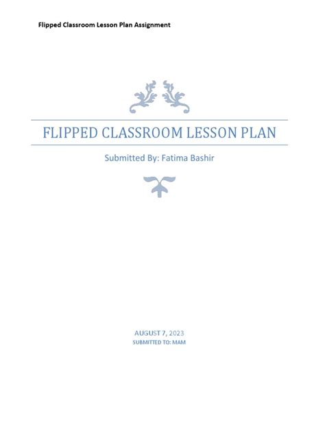 Flipped Classroom Lesson Plan Assignment Pdf Lesson Plan Internet
