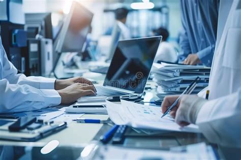 Group Of Engineers Analyzing Data On Computers In A Lab Environment