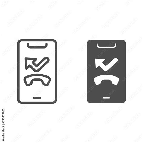 Missed Call In Smartphone Line And Solid Icon Smartphone Review Concept Unanswered Call On