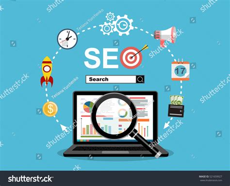 Flat Illustration Web Analytics Design Seo Stock Vector Royalty Free 521659927 Shutterstock