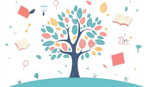 Tree Of Knowledge With Colorful Leaves And Learning Symbols