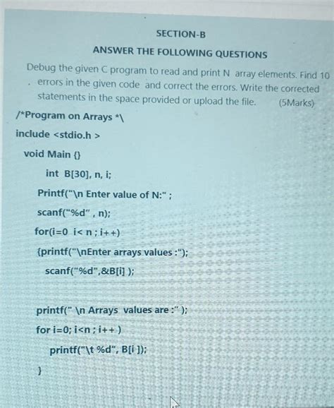 Solved Section B Answer The Following Questions Debug The
