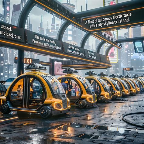 Fleet Of Autonomous Electric Taxis Premium Ai Generated Image