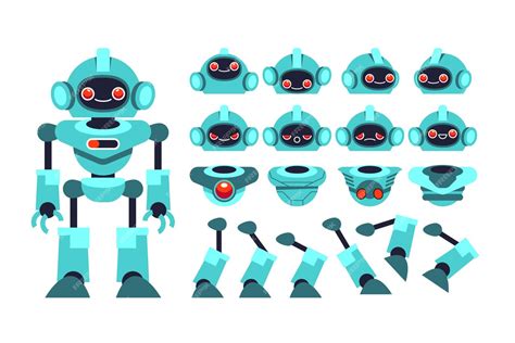 Free Vector Robot Character Constructor Set Illustration