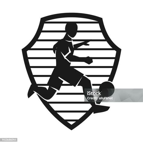 축구 선수가 공을 차다 로고 템플릿 아이콘 일러스트 브랜드 아이덴티티 개념에 대한 스톡 벡터 아트 및 기타 이미지 개념 개념과 주제 검은색 Istock