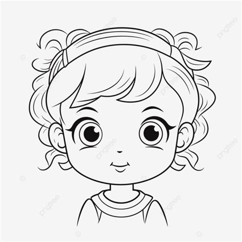소녀의 얼굴 색칠 페이지 벡터 그림 개요 스케치 드로잉 Diy 그림 Diy 개요 Diy 스케치 PNG 일러스트 및 벡터