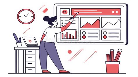Woman Analyzing Data Charts Business Performance Vector Design
