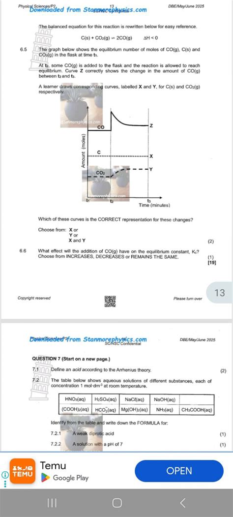 65 The Graph Below Shows The Equilibrium Number Of Moles Of Cog Cs