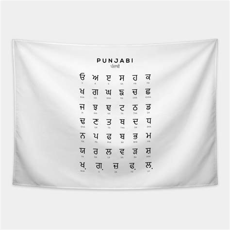 Punjabi Alphabet Chart Panjabi Language Chart White Punjabi