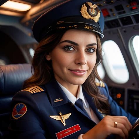 Premium Photo Woman Airline Captain In Cockpit Of Airplane Smiling