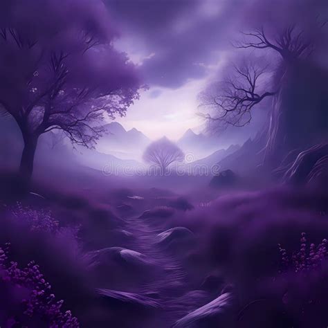 Magical And Mystical Landscape Wallpaper In Purple Tones Generated By