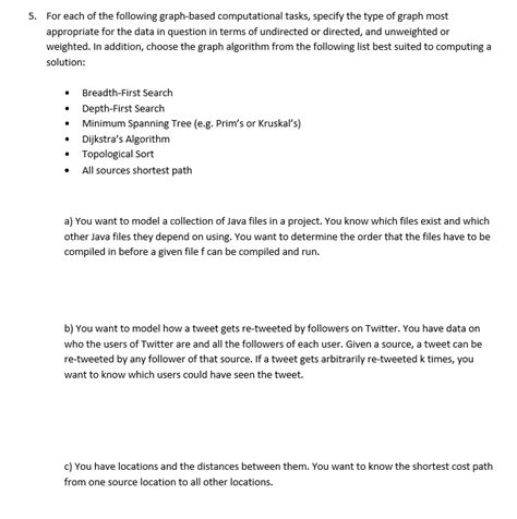 Solved For Each Of The Following Graph Based Computational