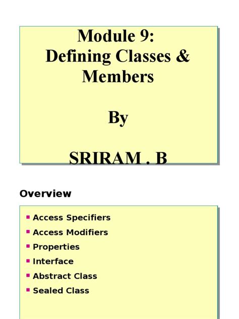 Module 9 Defining Classes And Members Pdf Class Computer Programming Method Computer