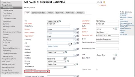 People Admin Enabling The Two Factor Authentication For The Required Users