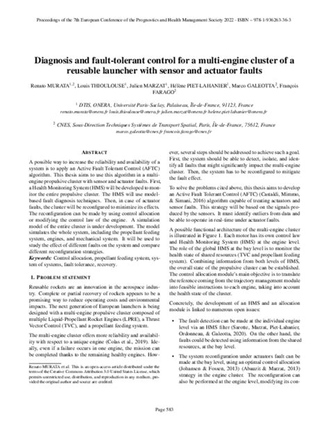 Pdf Diagnosis And Fault Tolerant Control For A Multi Engine Cluster