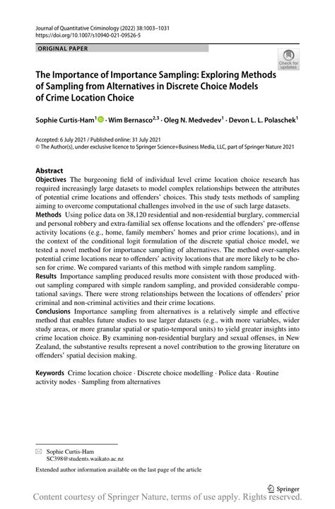 The Importance Of Importance Sampling Exploring Methods Of Sampling From Alternatives In