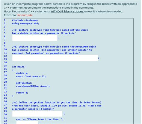 Solved Given An Incomplete Program Below Complete The