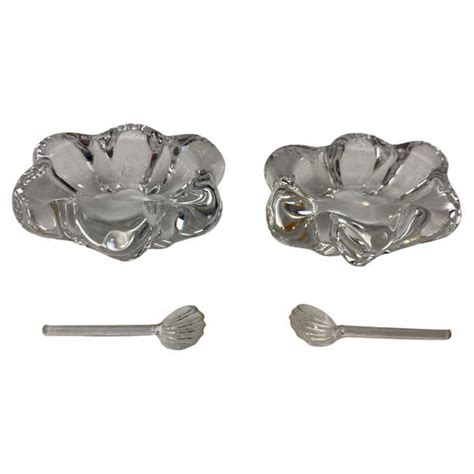 Set Of 2 Daum Salt And Pepper Crystal Serving Dishes By Daum France