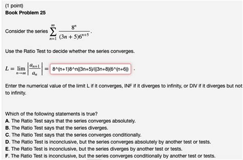 Solved 1 Point Book Problem 25 Consider The Series 8 3n Chegg Com