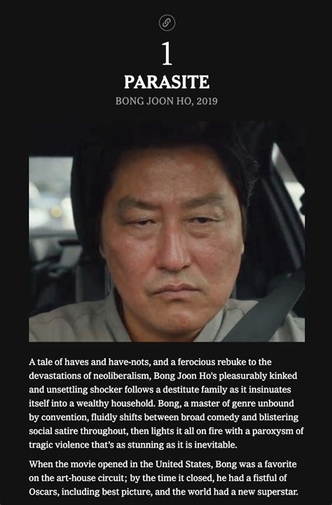 Hyung 뉴욕타임스 선정 100대 영화 중 1위부터 20위까지 목록 및 감독 시놉은 다음과 같다 Nyt와 Gemini