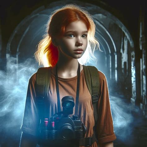 Red Haired Ghost Hunter Girl In Abandoned Dwelling Ai Art Generator